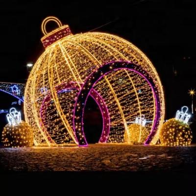 China Large Metal Frame Illuminated Sphere Sculpture With LED Lights For City Square for sale