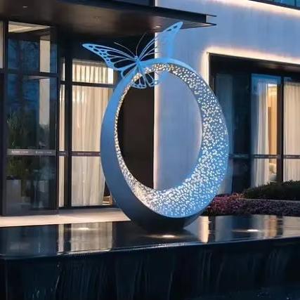 Quality Polished Stainless Steel Circle Monument Grand Statement Piece For Hotel Atriums for sale