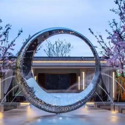 China Architectural Stainless Steel Ring Installation Statement Piece For High End Commercial Spaces for sale