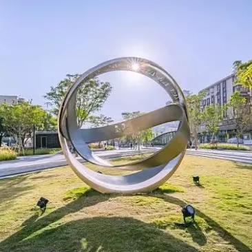 Quality Custom Stainless Steel Fountain Sculpture 316L Hoop Design for Luxury Real Estate and Architectural Outdoor Decorative Applications for sale