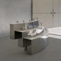 Quality Custom Stainless Steel Water Wave Sculpture Reception Desk For Luxury Hotel for sale