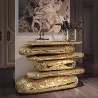 Quality Stacked Golden Hammered Texture Stainless Steel Art Ornaments Modern Home Decor for sale