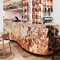 Quality Hotel Lounge 3D Water Wave Texture Stainless Steel Sculpture Bar Table for sale