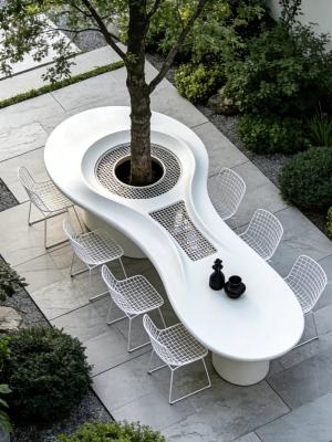 China Custom Minimalist Sculpture Tree Benches For Hotels Real Estate Developments Tree Bench for sale