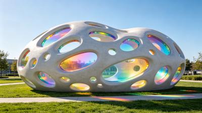 China Custom Size Outdoor Weather-Resistant FRP Sculpture with Dynamic Rainbow Light Shadow Art for Landscape Design for sale