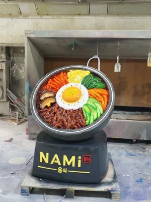 China Giant Bibimbap Stone Bowl Fiberglass Sculpture with Customized Color Built-in LED Light and UV-Resistant Finish for sale