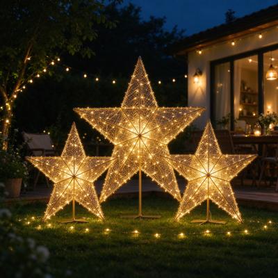 China Interactive 8m Height LED Wire Mesh Star Light with DC12V/24V Low Voltage Illuminated Star Decoration for Outdoor Commercial Displays for sale