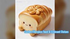 Custom Size FRP Cartoon Toast Croissant Fiberglass Sculpture Bakery Mall Park Exhibition Decoration