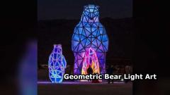 3D Geometric Bear Light Sculpture RGB LED Art