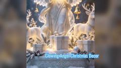 Angel Sculpture Christmas Decor with Deer & Gift Boxes