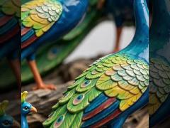 Luxurious Peacock Family Resin Sculpture for Garden & Home Decor