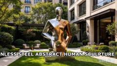 Two-Tone Stainless Steel Abstract Human Sculpture | Wear & High Temperature Resistant Metal Statue