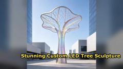 Custom Stainless Steel LED Light Tree Sculpture Landmark Art