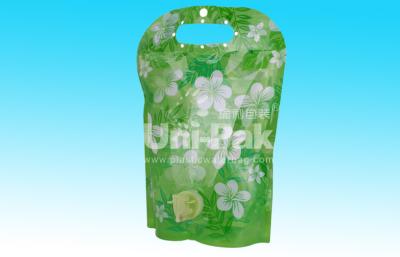 China Green Foldable Outdoor Water Container 3L Stand Up With Spout for sale