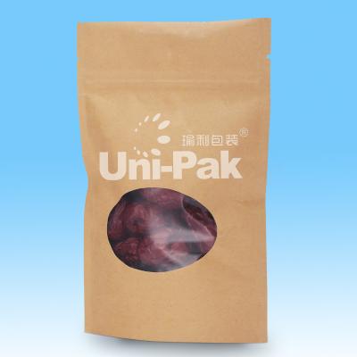 China Craft Paper Snack Food Packaging Bags With Clear Window for sale