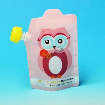 China BPA Free Plastic Water Bag For Kids / Baby Food Pouch With Spout for sale