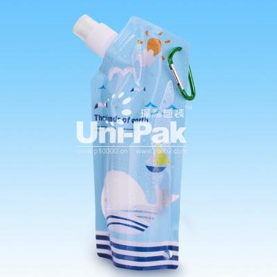 China Custom made Colourful Printing Stand Up Portable Plastic Water Bag With Spout For liquid for sale