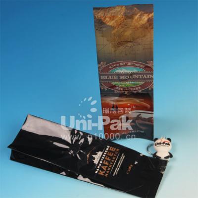 China Aluminum Foil Stand Up Coffee Pouch With One Way Degassing Valve Heat Sealed with Tear Notch for sale