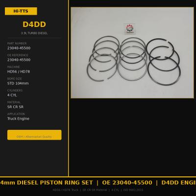 China 104mm Diesel Engine Piston Ring Set OE 23040-45500 Standard Size Replacement for Hyundai D4DD Engine HD65 HD78 Truck for sale
