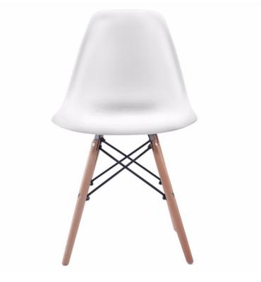China popular dining chair plastic chair wooden legs for sale