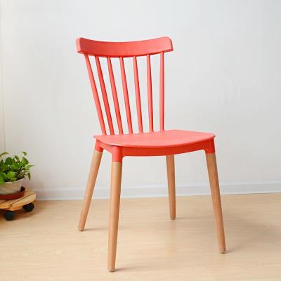 China wood legs colorful plastic chair outdoor or indoor plastic Windsor chair for sale