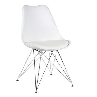 China Ems pp back steel legs white plastic chair for sale
