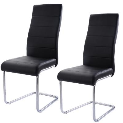 China PU Leather Dining Chairs Elegant Design High Back Home Furniture Black for sale
