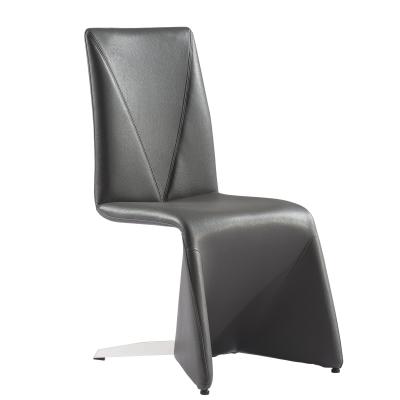 China Dining Chair, Faux Leather, Rear Legs-Color:Taupe,Finish:Polished Stainless Steel for sale