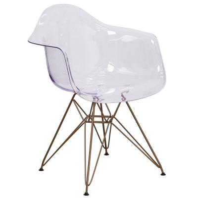 China Transparent Side Chair with Gold Base for sale
