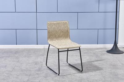 China cafe chair modern leather dining chair with metal legs for sale