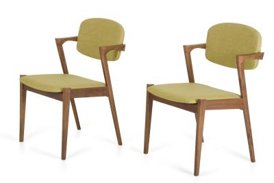 China Green Tea Fabric wooden dining chair for sale