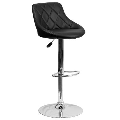 China Contemporary Black Vinyl Bucket Seat Adjustable Height Barstool with Chrome Base for sale