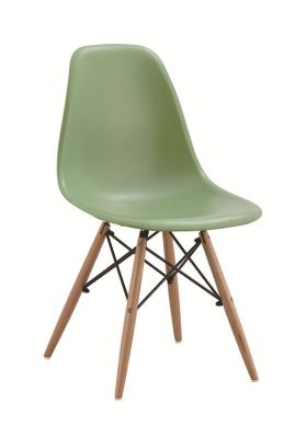 China KLD Hot sale mid century fancy green 3v plastic chair with wooden legs for sale