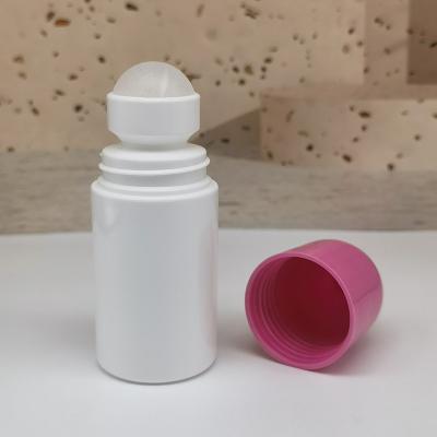 Cina PE Plastic Deodorant Stick Container 50ml Roller Ball Bottles With Arc Top Lid in vendita