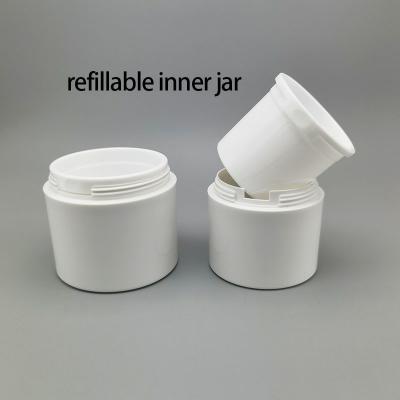 Cina 15ml 30ml 50ml Refillable Acrylic Cosmetic Airless Pump Jar With Rose Shape Pump in vendita