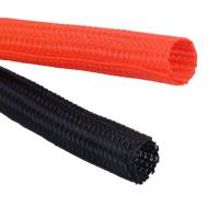 China Black PET Braided Self Wrapping Sleeving High Flexibility for sale