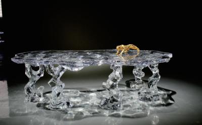 China Source Factory Acrylic Dining Table 24K Gold Furniture Colour and Size Any One Piece Customized for sale