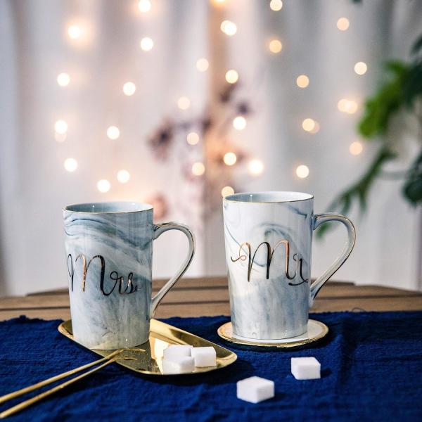 Quality Anniversary Gifts 11oz Couple Ceramic Mug Set 100% Leakproof Lightweight for sale