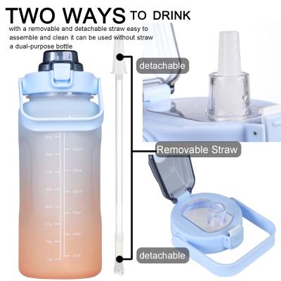 Cina Bottiglia d'acqua di mezzo gallone da 64 oz con indicatore di tempo di paglia in vendita