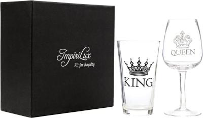 Cina King Beer & Queen Wine Glass Set per gli anniversari di nozze in vendita