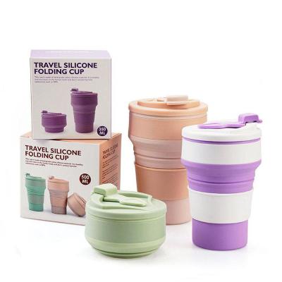 中国 350ml 500ml シリコン旅行コーヒーカップ 折りたたむOEM ODM 販売のため