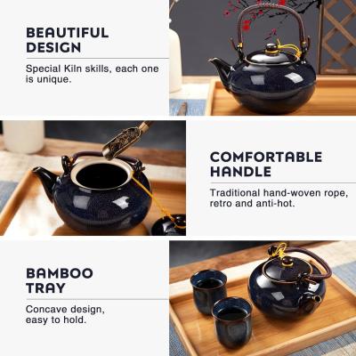 Cina 8oz 4 pezzi Set di tè asiatico Set di tè in ceramica portatile con maniglia a C in vendita