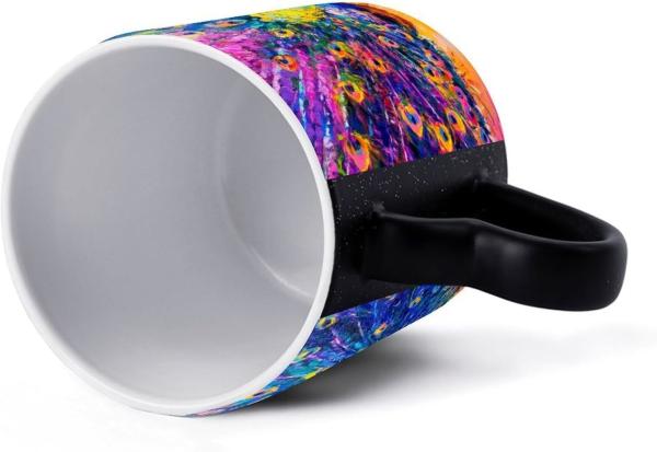 Quality Colorful Peacock Color Changing Mug Ceramic Coffee Heat Sensitive Cup Discolorat for sale
