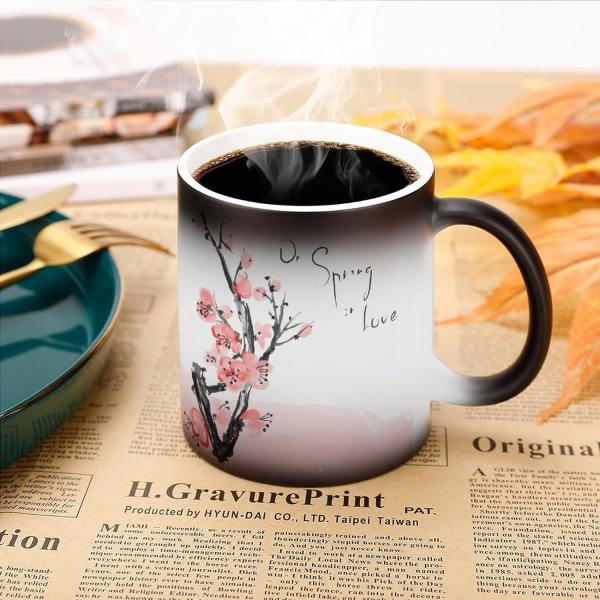 Quality Ceramic Color Changing Mug Birthday Gifts for Men Women Heat Changing Coffee Mug Cup with Heart 16 oz for sale
