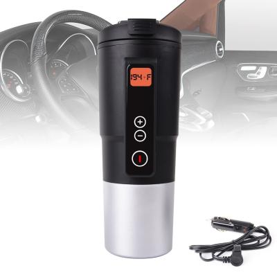 China 13OZ controle de temperatura caneca de viagem de aquecimento de taça Taça de aquecimento elétrico para café no carro 12V Smart Taça de café LCD display for sale