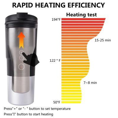 Cina 13OZ Controllo della temperatura tazza Tazza di riscaldamento di viaggio Tazza di riscaldamento elettrico per il caffè in auto 12V Smart Coffee Cup Display LCD in vendita