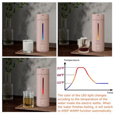Cina 350 ml Cisterna portatile piccola, Cisterna da viaggio con rivestimento antiaderente, libera da BPA, caldaia ad acqua a LED a 3 colori in vendita