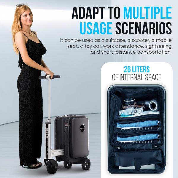 Quality Smart Rideable Suitcase 26L, Lightweight Electric Luggage Scooter For Travel for sale