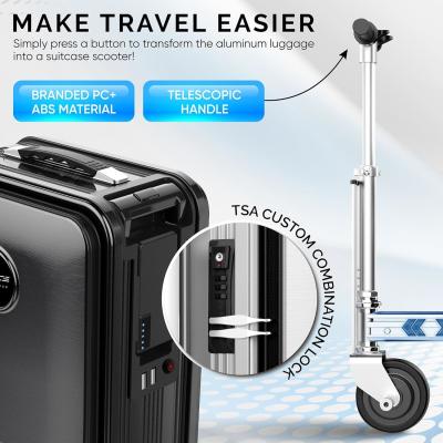 China Smart Rideable Suitcase 26L, lichtgewicht elektrische bagagescooter voor reizen met digitaal slot, waterdicht en lichtwei Te koop