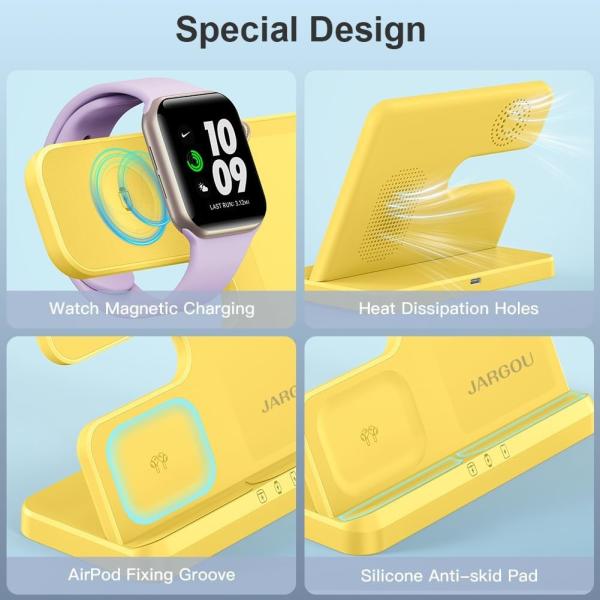 Quality 3 in 1 Charging Station for iPhone, Wireless Charger for iPhone 15 14 13 12 11 X for sale